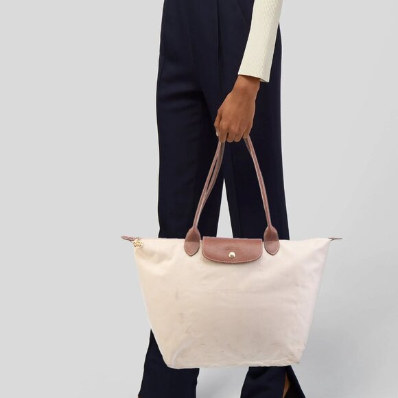 Longchamp | Bags | New Longchamp Longchamp Creambrown Nylon And Leather ...